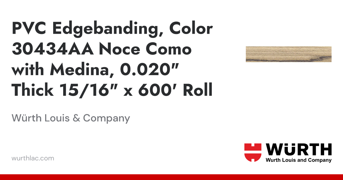 PVC Edgebanding, Color 30434AA Noce Como with Medina, 0.020" Thick 15/16" x 600' Roll | Würth ...