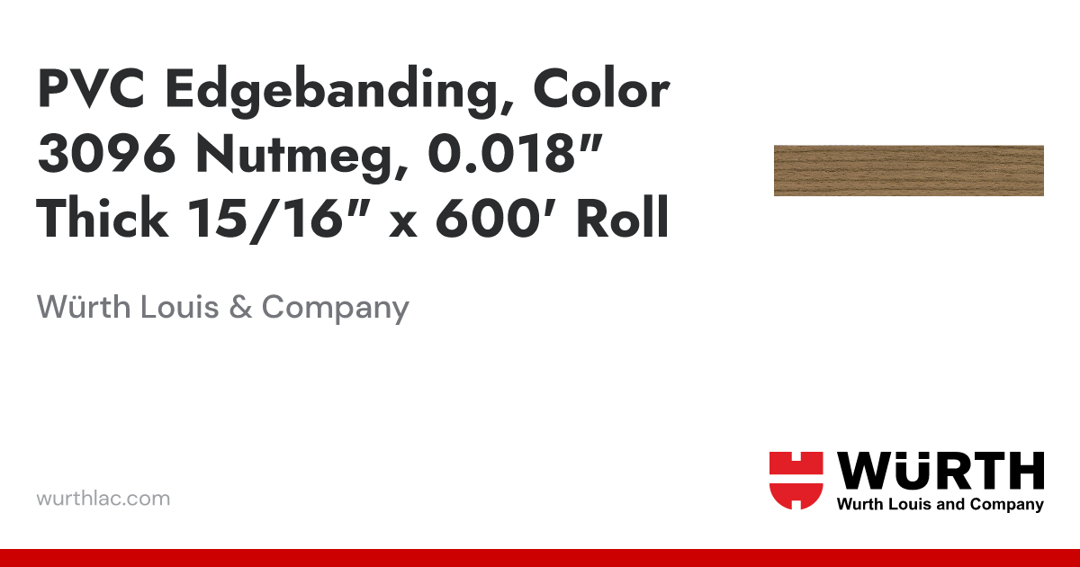 PVC Edgebanding, Color 3096 Nutmeg, 0.018" Thick 15/16" x 600' Roll ...