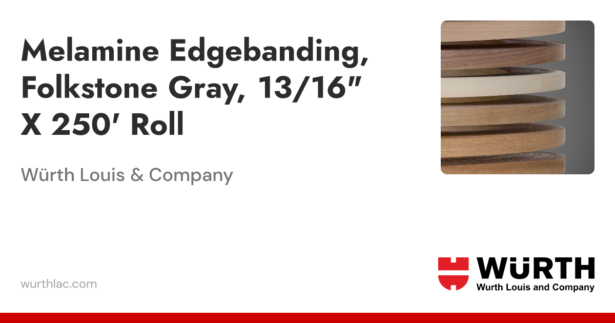 Melamine Edgebanding, Folkstone Gray, 13/16" X 250' Roll | Würth Louis ...
